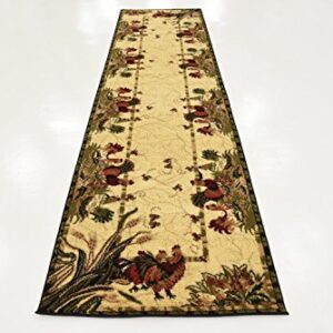 Unique Loom Barnyard Collection Area Rug - Farm (2' 7" x 10' Runner, Cream/ Black)