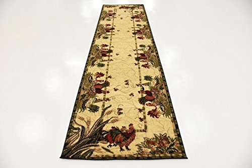 Unique Loom Barnyard Collection Area Rug - Farm (2' 7" x 10' Runner, Cream/ Black)