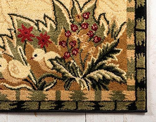 Unique Loom Barnyard Collection Area Rug - Farm (2' 7" x 10' Runner, Cream/ Black)