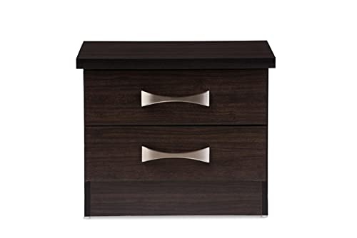 Baxton Studio Wholesale Interiors Colburn 2 Drawer Finish Wood Storage Nightstand Bedside Table, Medium, Dark Brown