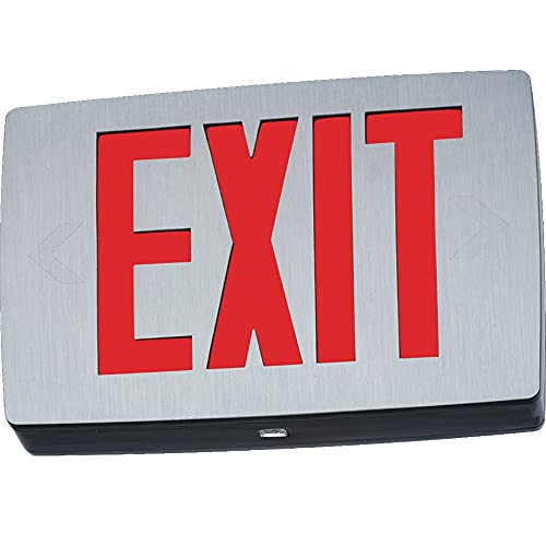 Lithonia Lighting LE S 1 R Face LED Exit Sign Aluminum Housing, Black/Silver