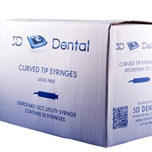 3D Dental CS12 US-12 Curved Tip Utility Syringe (Pack of 50)