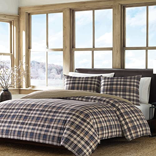 Eddie Bauer - Queen Comforter Set, Reversible Cotton Bedding with Matching Shams, Home Decor for All Seasons (Port Gamble Blue, Queen)