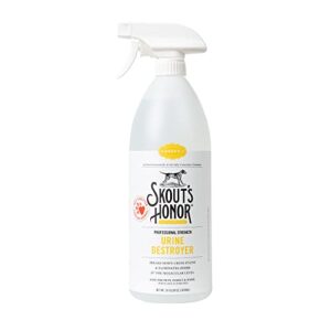 skout's honor: professional strength urine destroyer breaks down urine stains and eliminates odors, quickly removes dog urine, vomit, feces, & more, 35 oz