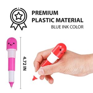 60 PCS Vitamin Pen - Multicolor Pill Shapes Ballpoint Cartoon Emotion Retractable Ball Pens with Smiling Face for Kids Teen Girls Capsule Pens Nurse Gifts Cool College School Supplies Aesthetic Stuff