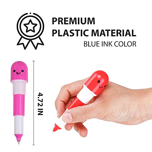 60 PCS Vitamin Pen - Multicolor Pill Shapes Ballpoint Cartoon Emotion Retractable Ball Pens with Smiling Face for Kids Teen Girls Capsule Pens Nurse Gifts Cool College School Supplies Aesthetic Stuff