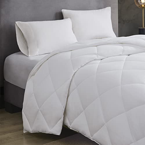 Sleep Philosophy Thinsulate Fibers 3M Scotchgard Moisture Wicking Down Alternative Comforter with 300TC Cotton Sateen Cover, Full/Queen, White