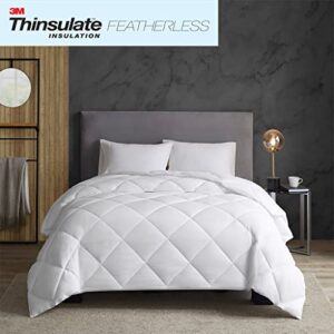 Sleep Philosophy Thinsulate Fibers 3M Scotchgard Moisture Wicking Down Alternative Comforter with 300TC Cotton Sateen Cover, Full/Queen, White