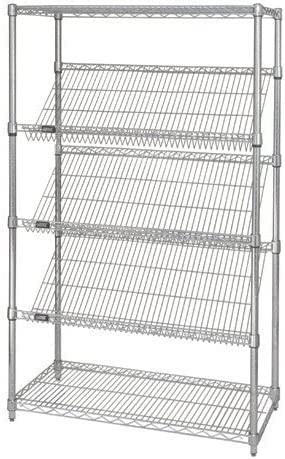 Omega 24" Deep x 48" Wide x 54" High 5 Tier Slanted Wire Shelf Starter Shelving Unit