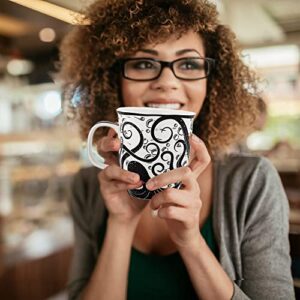 Karma Gifts 16 oz Black and White Boho Mug Octopus - Cute Coffee and Tea Mug - Ceramic Coffee Mugs for Women and Men