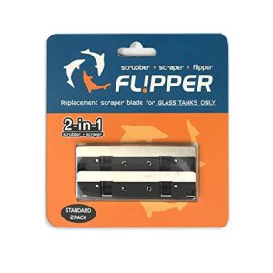 fl!pper flipper standard aquarium scraper replacement blades for fish tank cleaning kits – stainless steel replacement blades for glass tanks – aquarium cleaner blades, 2 pack