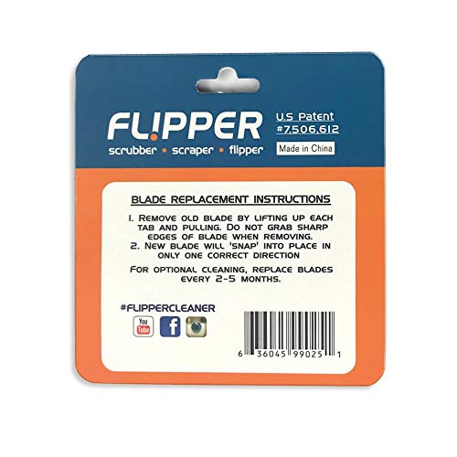 FL!PPER Flipper Standard Aquarium Scraper Replacement Blades for Fish Tank Cleaning Kits – Stainless Steel Replacement Blades for Glass Tanks – Aquarium Cleaner Blades, 2 Pack