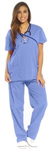 11135w just love women's scrub sets / medical scrubs / nursing scrubs - xl,ceil with navy trim,x-large