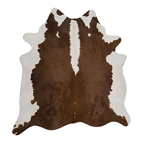 rodeo Brown and White Cowhide Rug Hair on hides Cow Skins Large Size 6X7 ft