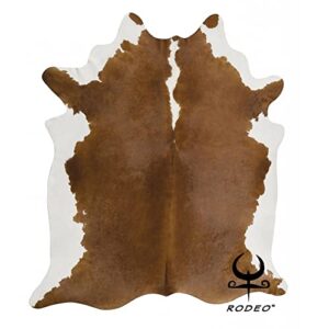 rodeo Brown and White Cowhide Rug Hair on hides Cow Skins Large Size 6X7 ft