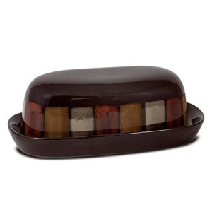 pfaltzgraff taos butter dish, 7.75 inches, brown