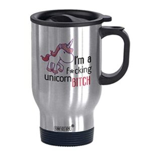 i'm a f*cking unicorn- funny travel mug 14oz coffee mugs or tea cup cool birthday for men,women,him,boys and girls valentine's day gift