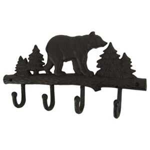 metal wall mount black bear hook 4 hooks key ring organizer hat holder coat rack