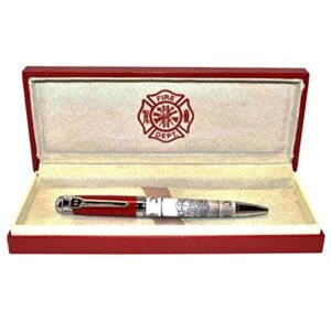 tg,llc treasure gurus fire dept firefighter heavy weight metal ball point pen set red box fireman gift