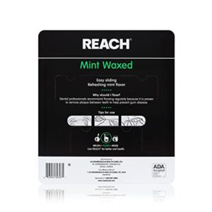 Reach Waxed Dental Floss | Effective Plaque Removal, Extra Wide Cleaning Surface | Shred Resistance & Tension, Slides Smoothly & Easily , PFAS FREE | Mint Flavored, 55 Yards, 1 Pack