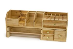 wood bench top storage organizer for jewelry making