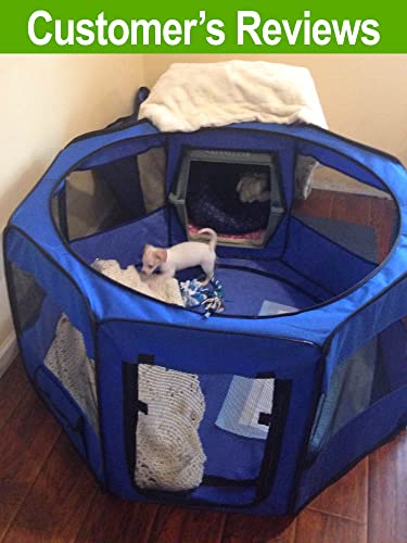 Portable Pet Playpen 45 * 45 * 22" Premium Large Size Puppy Kennel - Best for Small and Medium Size Dogs and Cats - Simple Folding Design for Easy Storage