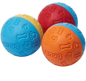 snug rubber dog balls for small and medium dogs - tennis ball size - virtually indestructible (3 pack - original)