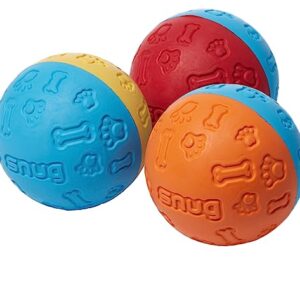 Snug Rubber Dog Balls for Small and Medium Dogs - Tennis Ball Size - Virtually Indestructible (3 Pack - Original)