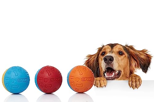 Snug Rubber Dog Balls for Small and Medium Dogs - Tennis Ball Size - Virtually Indestructible (3 Pack - Original)