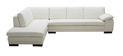 J and M Furniture 625 Italian Leather Sectional White, Transitional