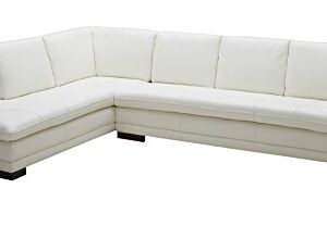 J and M Furniture 625 Italian Leather Sectional White, Transitional