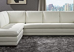 J and M Furniture 625 Italian Leather Sectional White, Transitional