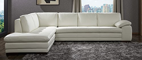 J and M Furniture 625 Italian Leather Sectional White, Transitional