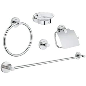 grohe essentials master bathroom set, 5-in-1, starlight chrome