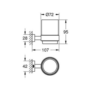 Grohe 40755001 Essentials Cube Glass Cup With Holder