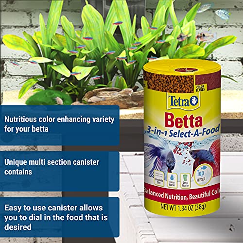 Tetra BettaMin Select-A-Food 1.34 Ounces, Fish Flakes, Variety Pack