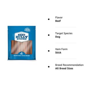 Best Bully Sticks 6 Inch All-Natural Thin Bully Sticks for Dogs - 6” Fully Digestible, 100% Grass-Fed Beef, Grain and Rawhide Free | 24 Pack