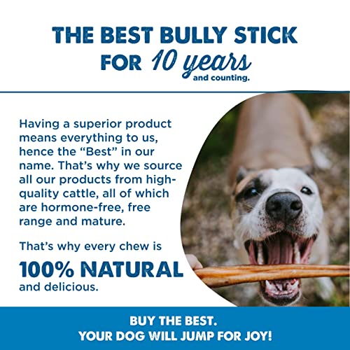 Best Bully Sticks 6 Inch All-Natural Thin Bully Sticks for Dogs - 6” Fully Digestible, 100% Grass-Fed Beef, Grain and Rawhide Free | 24 Pack