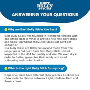 Best Bully Sticks 6 Inch All-Natural Thin Bully Sticks for Dogs - 6” Fully Digestible, 100% Grass-Fed Beef, Grain and Rawhide Free | 24 Pack