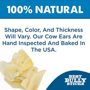 Best Bully Sticks All-Natural Thick-Cut Cow Ears for Small, Medium and Large Dogs - 100% Natural Free-Range Grass-Fed Beef Single Ingredient High Protein, Highly Digestible Dog Chew Treats - 12 Pack