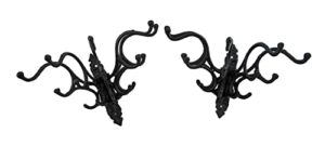 zeckos set of 2 cast iron victorian style 5 hook hat/coat/scarf holders