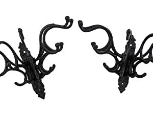 Zeckos Set of 2 Cast Iron Victorian Style 5 Hook Hat/Coat/Scarf Holders