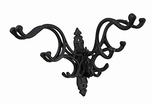 Zeckos Set of 2 Cast Iron Victorian Style 5 Hook Hat/Coat/Scarf Holders