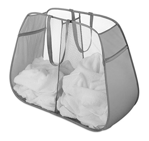 Whitmor Pop and Fold Double Hamper, Paloma Gray