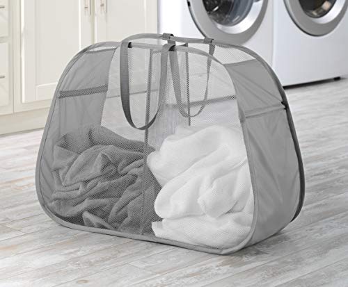 Whitmor Pop and Fold Double Hamper, Paloma Gray