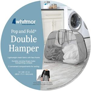 Whitmor Pop and Fold Double Hamper, Paloma Gray