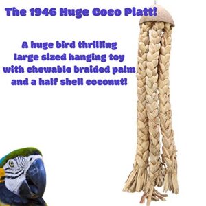 Bonka Bird Toys 1946 Huge Coco Platt Large Palm Braid Chew Foraging Shredding Parrot Eclectus Macaw African Grey