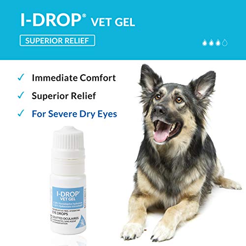 I-DROP VET GEL Lubricating Eye Drops for Pets: for Moderate to Severe Dry Eyes, Superior Comfort with Fewer Applications Needed, 0.30% Hyaluronan, Preservative-free, Non-irritating, One Bottle (10 Ml)