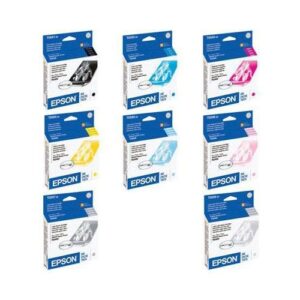 epson 8 color ink set bundle w/photo black for stylus r2400 inkjet printer