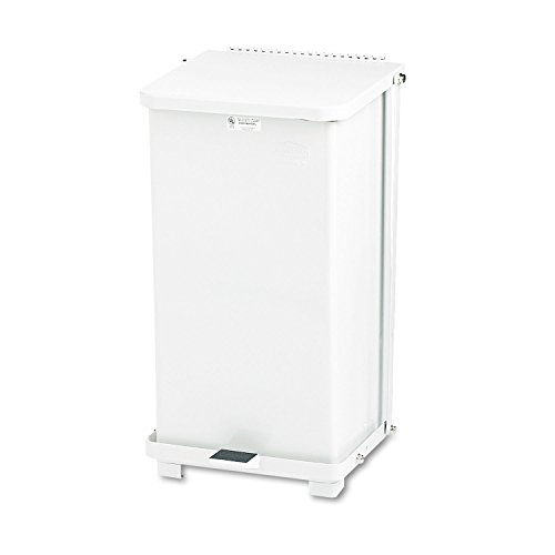 Rubbermaid Commercial ST12EPLWH Defenders Biohazard Step Can Square Steel 12gal White